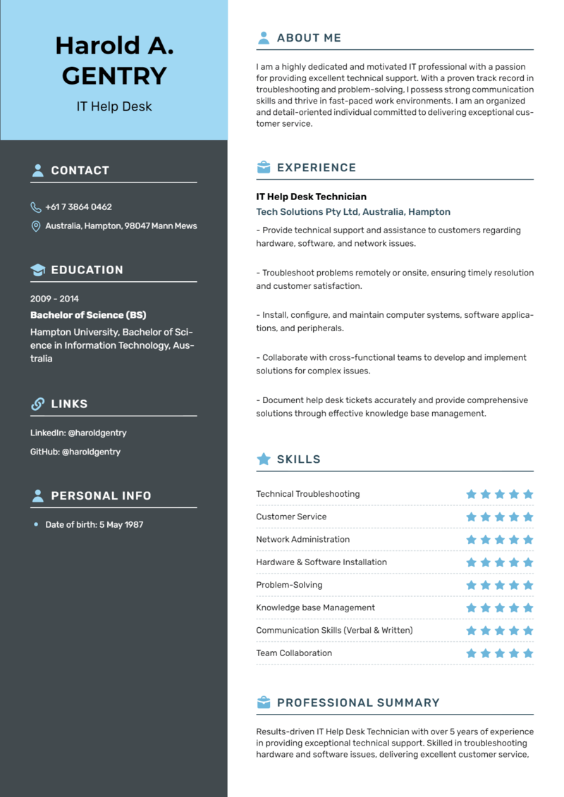 IT Help Desk Resume Examples: Guide and Tips